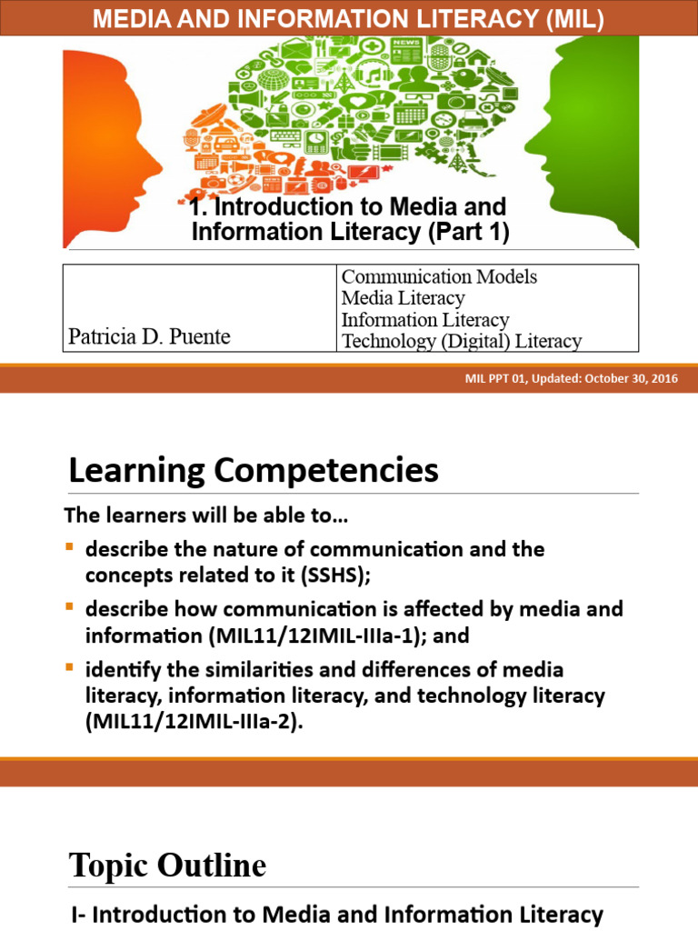 Introduction To MIL (Part 1) - Communication, Media, Information, and Technology Literacy ...