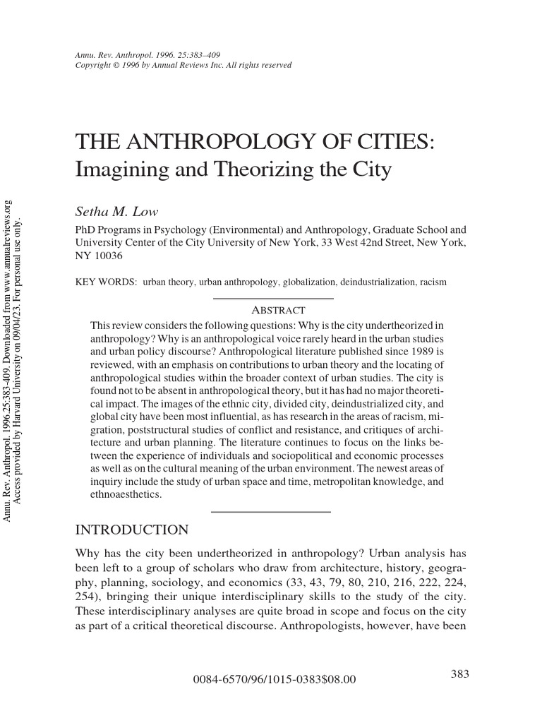 Setha Low - The Anthropology of Cities | PDF | Anthropology | Ethnography