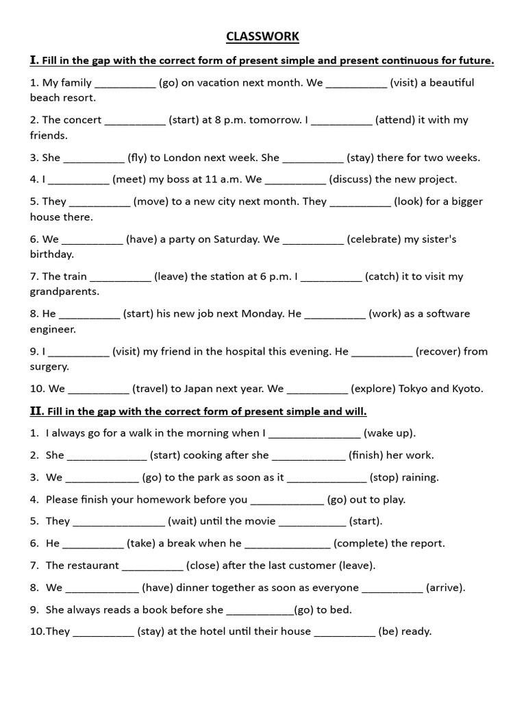 Present Simple and Present Continuous For Future | PDF | Language Arts ...