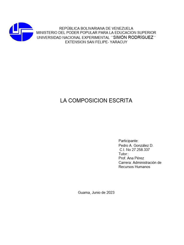 COMPOSICION ESCRITA UNERS | PDF | Pensamiento | Narración