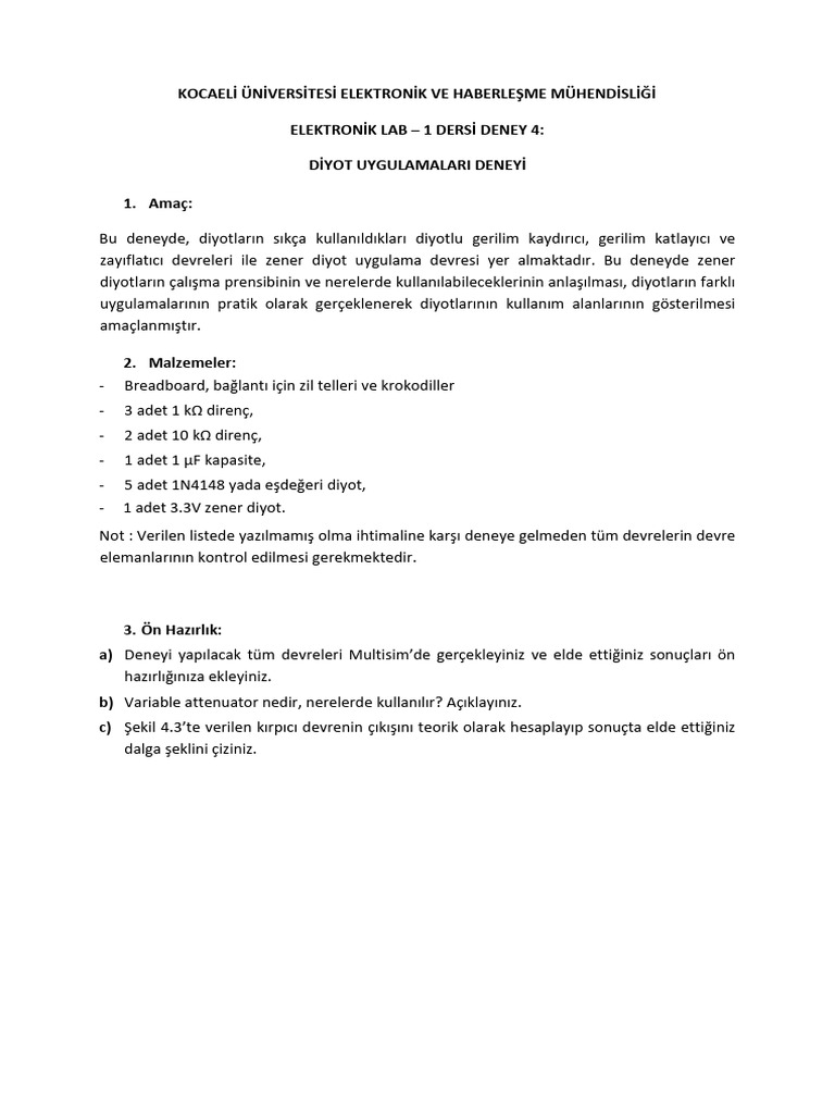 Elektronik Lab 4. Deney | PDF
