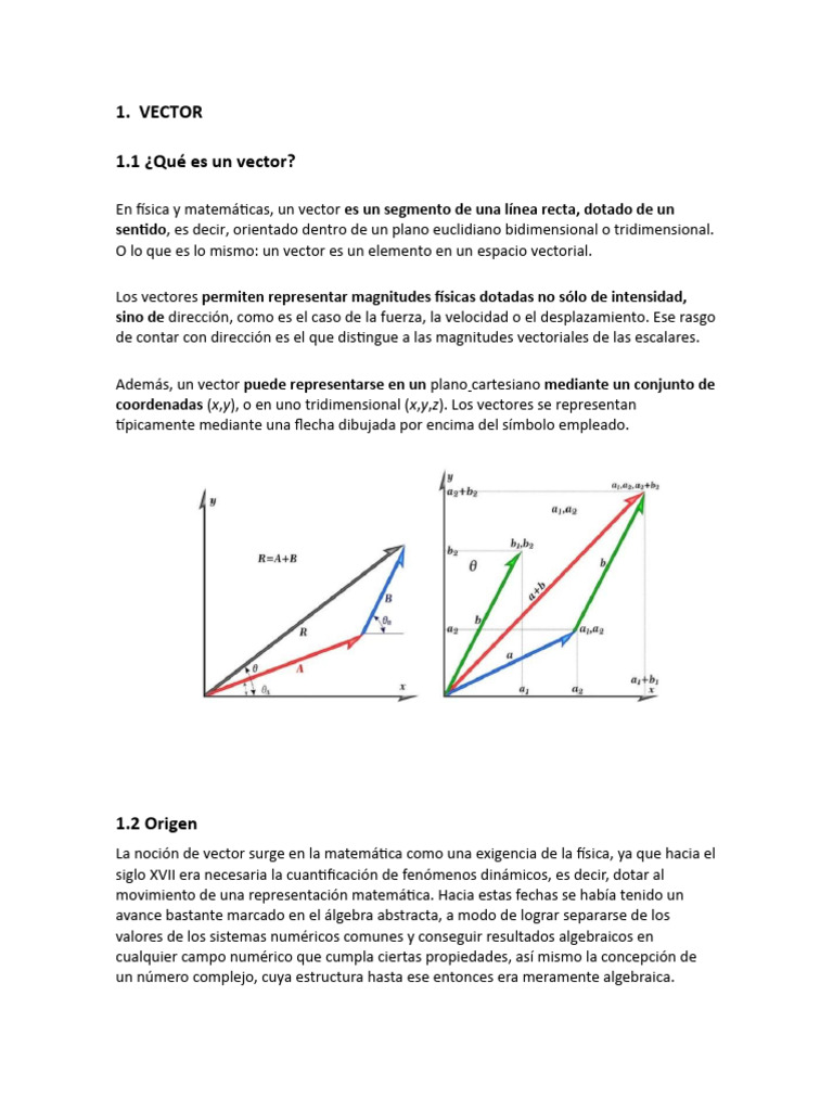 VECTORES UNIDAD 1 (Recuperado Automáticamente) | PDF | Vector Euclidiano | Espacio vectorial