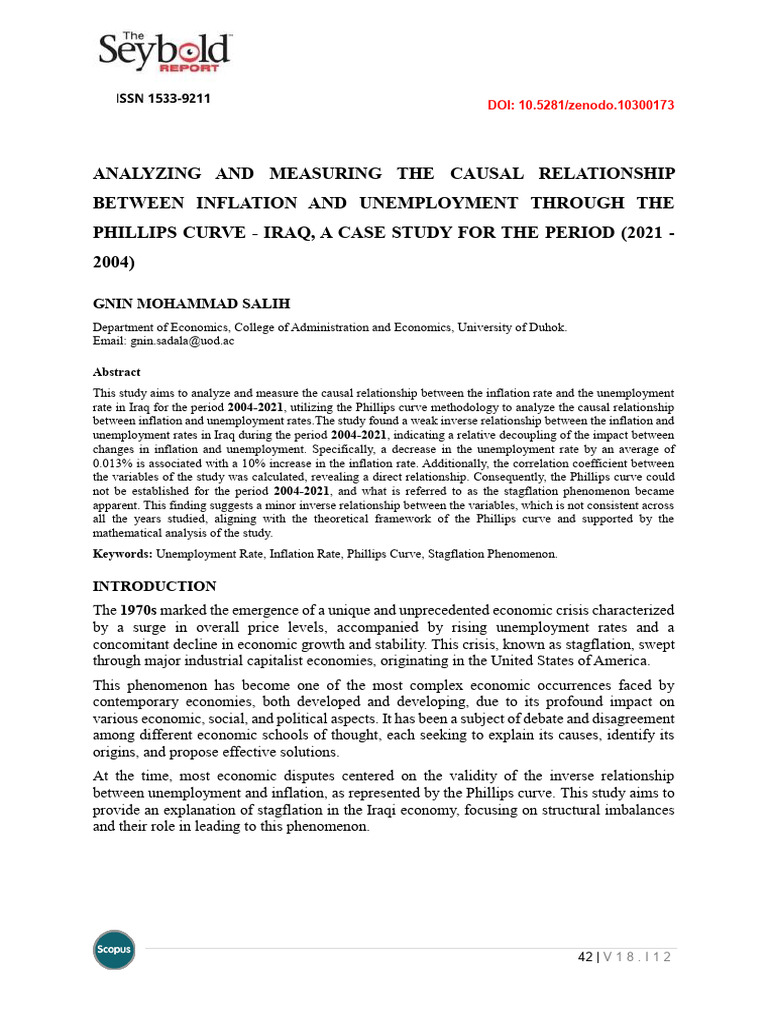 Iraq Inflation & Unemployment Study | PDF | Inflation | Phillips Curve