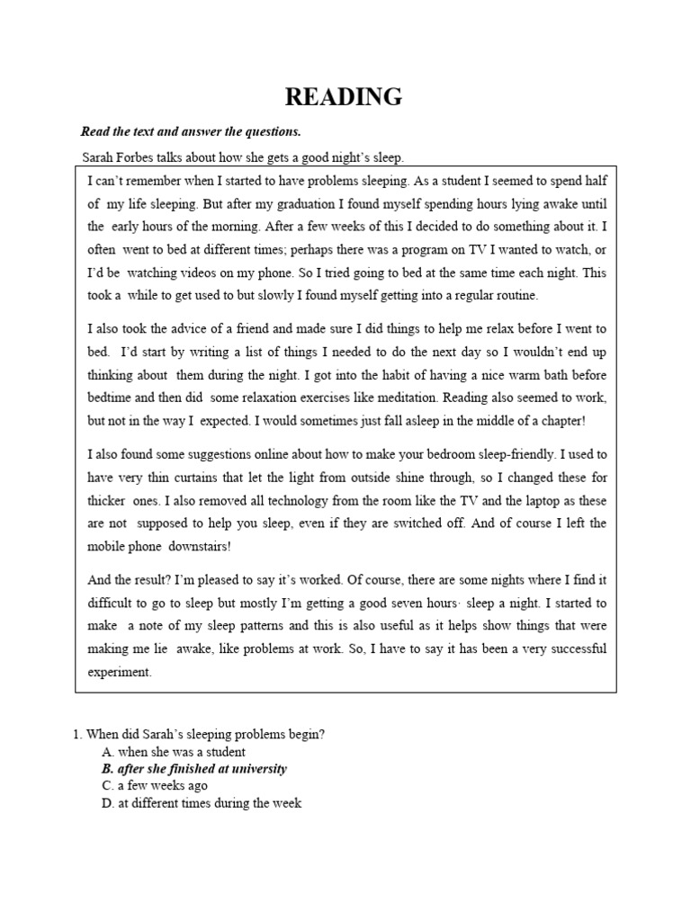 S2_READING | PDF | Sleep