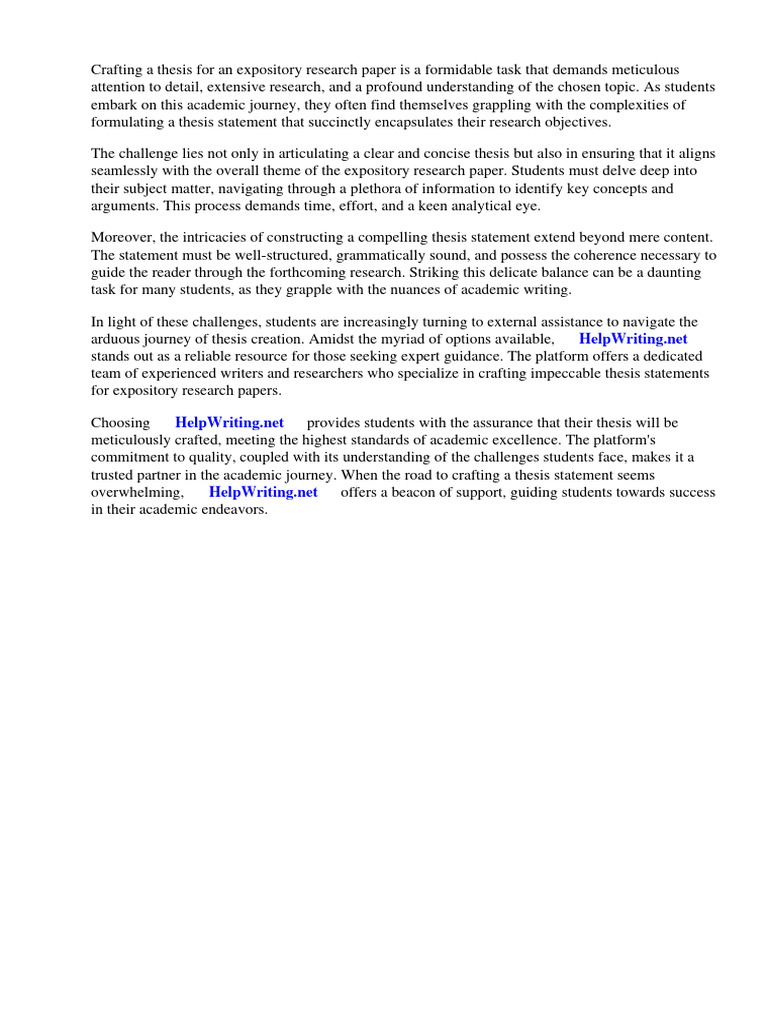Expository Research Paper Thesis Statement Examples | PDF | Essays ...