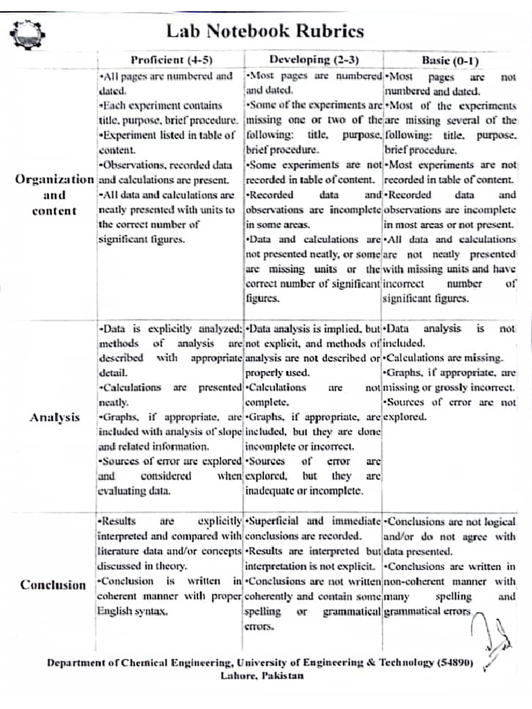 lab rubrics CPI | PDF