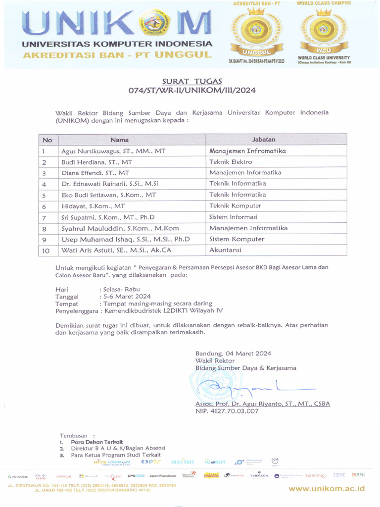 Surat Tugas Asesor BKD | PDF | Sains & Matematika
