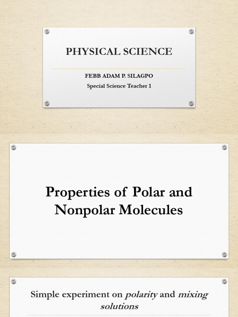 2.1 Properties of Polar and Nonpolar Molecules | PDF | Chemical ...