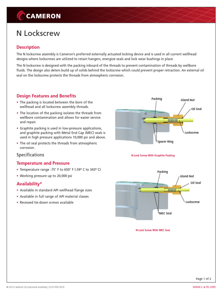 N Lockscrew Assembly - PDS0070 - REV | PDF | Valve | Nut (Hardware)