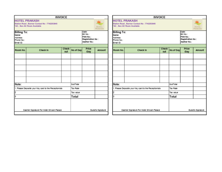 Hotel Bill Barmer | PDF | Access Control