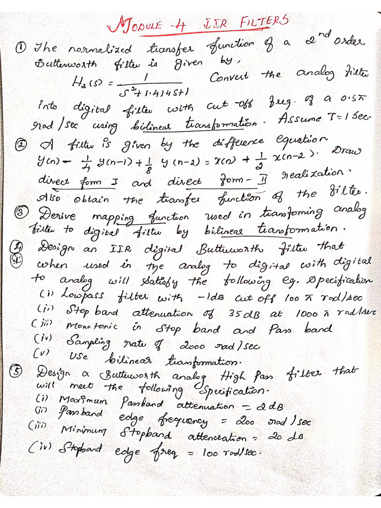 Module 4 Iir QB DSP | PDF