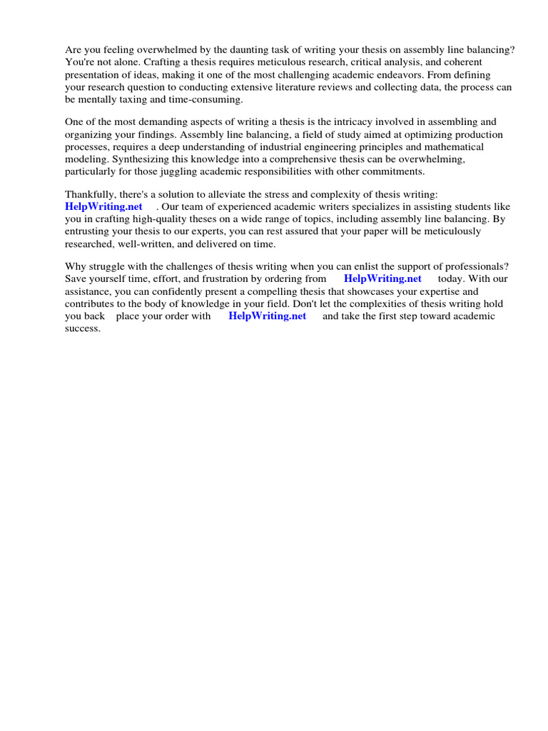 Thesis On Assembly Line Balancing Pdf Mathematical Optimization Algorithms