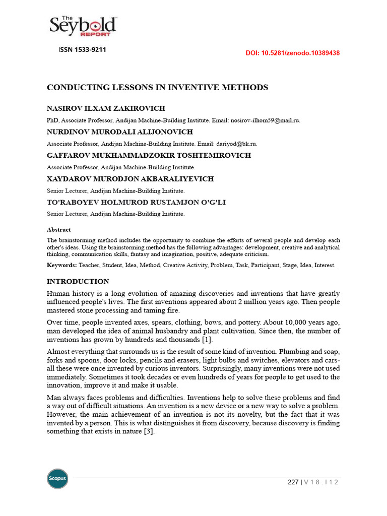 Conducting Lessons in Inventive Methods | PDF | Brainstorming | Thought