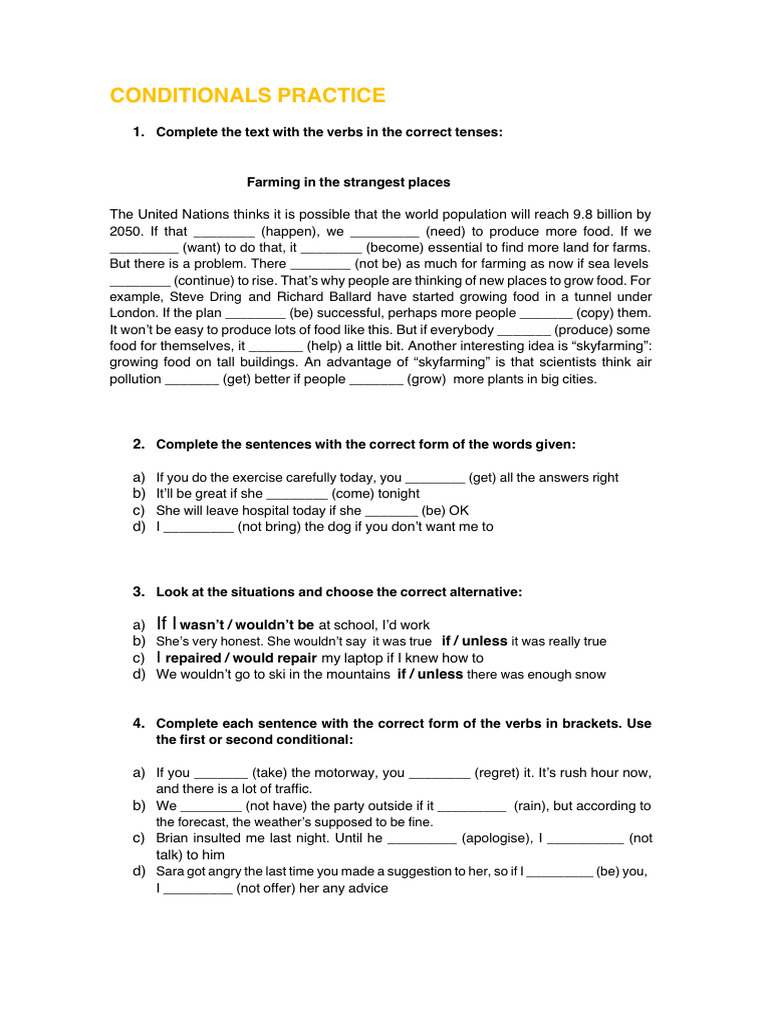 Conditionals Practice | PDF