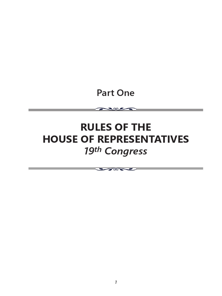 House Rules - House of Representatives 19th Congress | PDF | Government ...