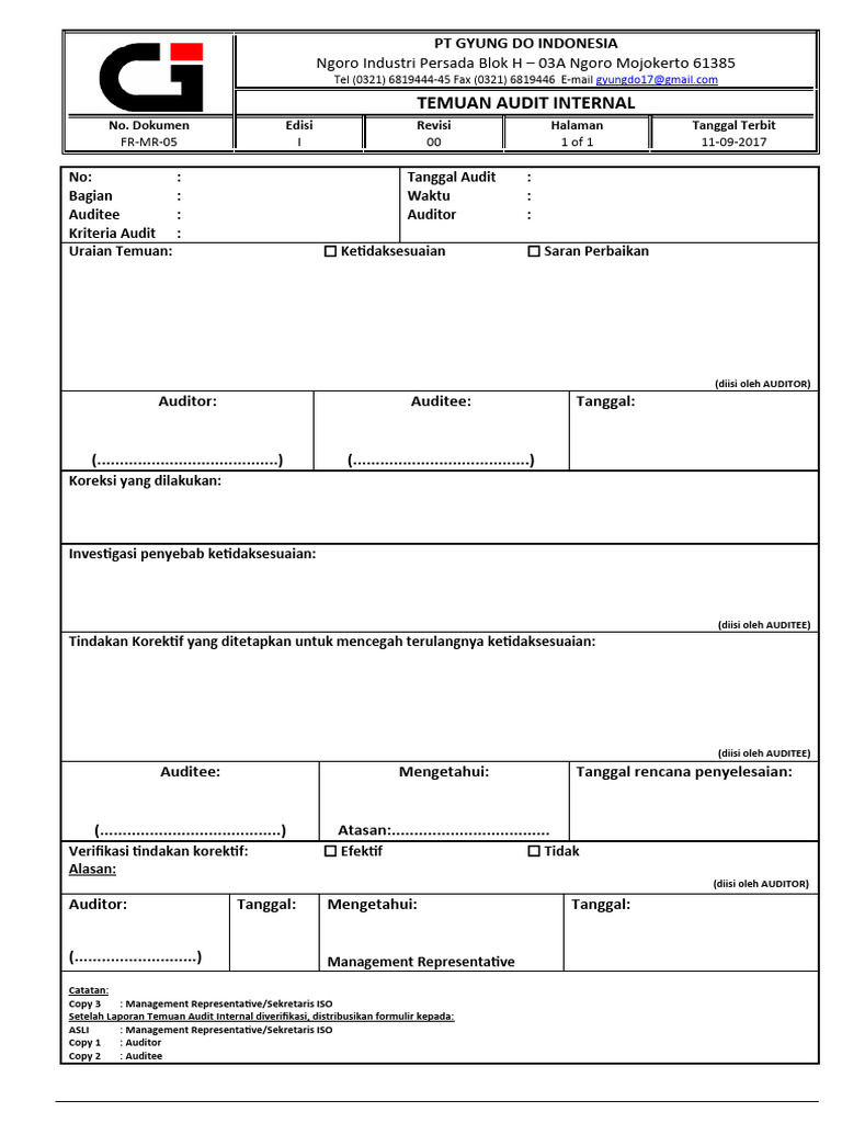 Form Temuan - Kosongan | PDF
