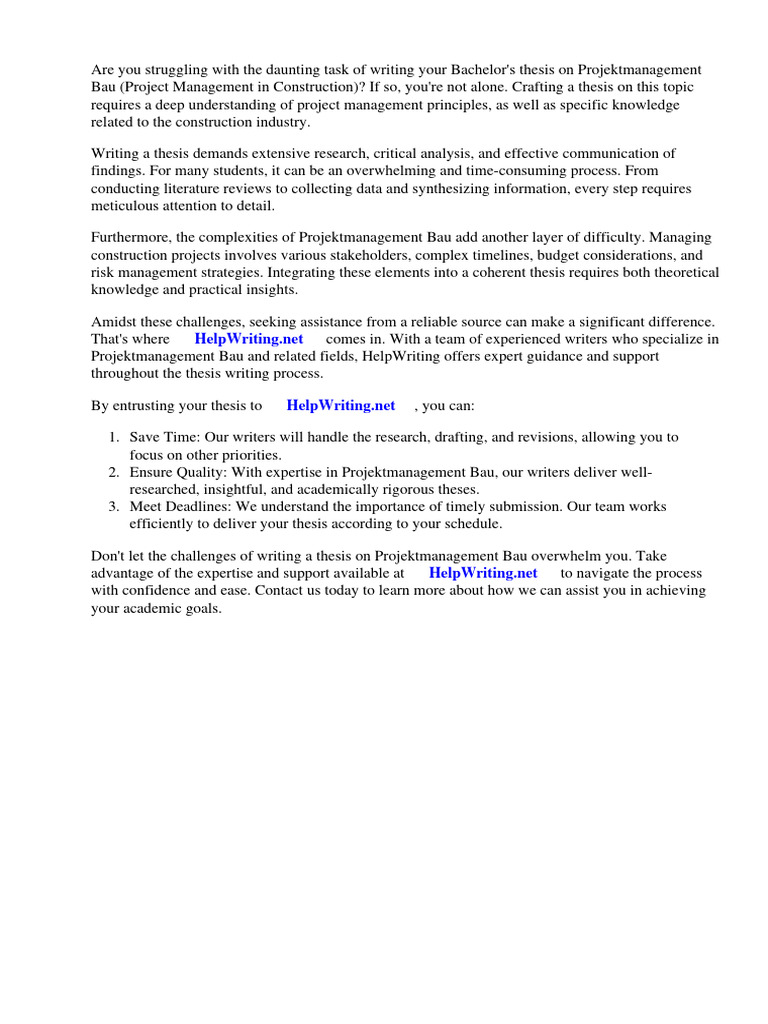 Bachelor Thesis Projektmanagement Bau | PDF | Expert | Project Management