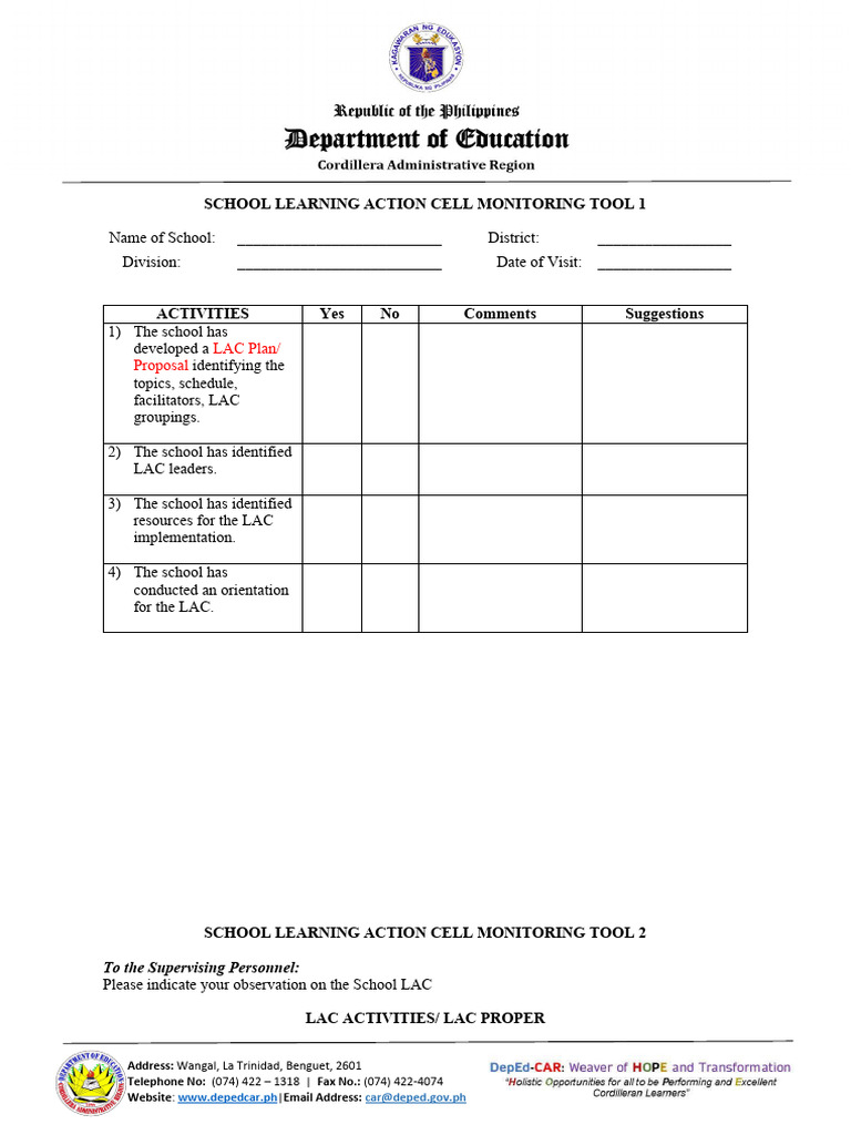 LAC Monitoring Tools | PDF | Human Communication | Cognition