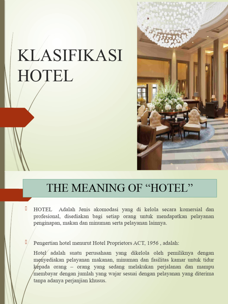 Klasifikasi dan Definisi Hotel di Indonesia | PDF | Bisnis ...