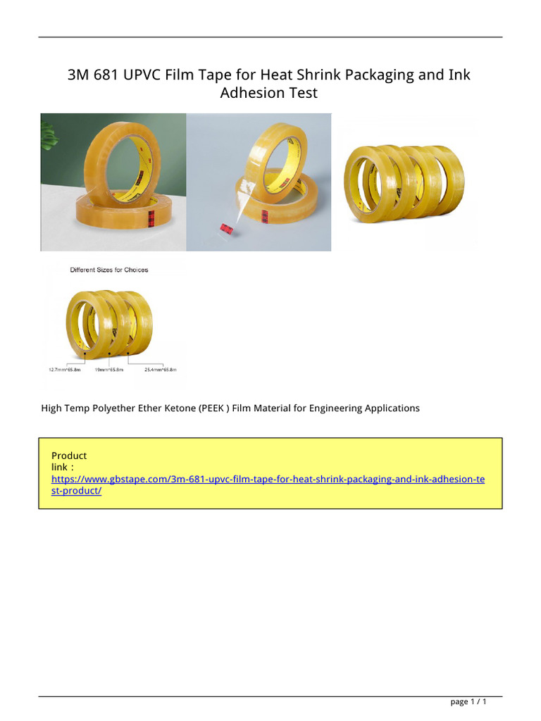 3M 681 UPVC Tape for Heat Shrink | PDF