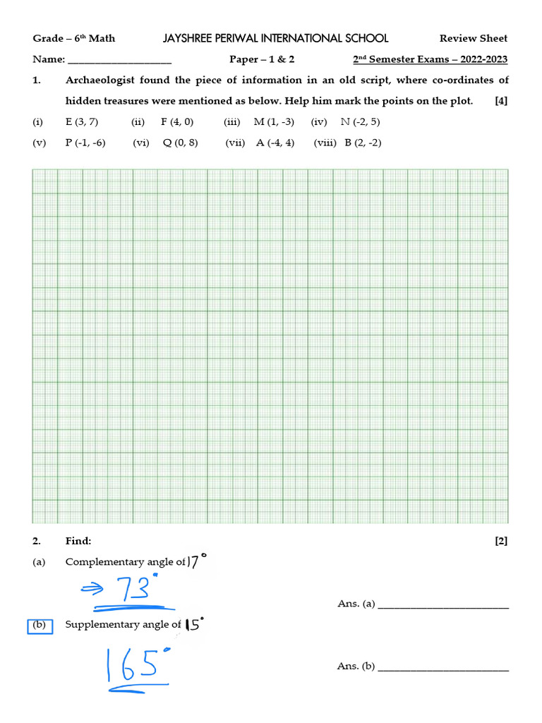 6th Grade Math Review Sheet 2023 | PDF | Area | Length