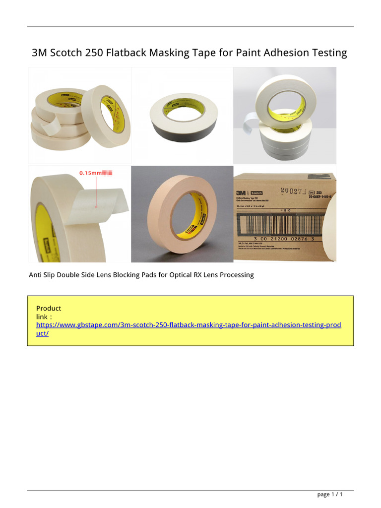 3m-scotch-250-flatback-masking-tape-for-paint-adhesion-testing | PDF