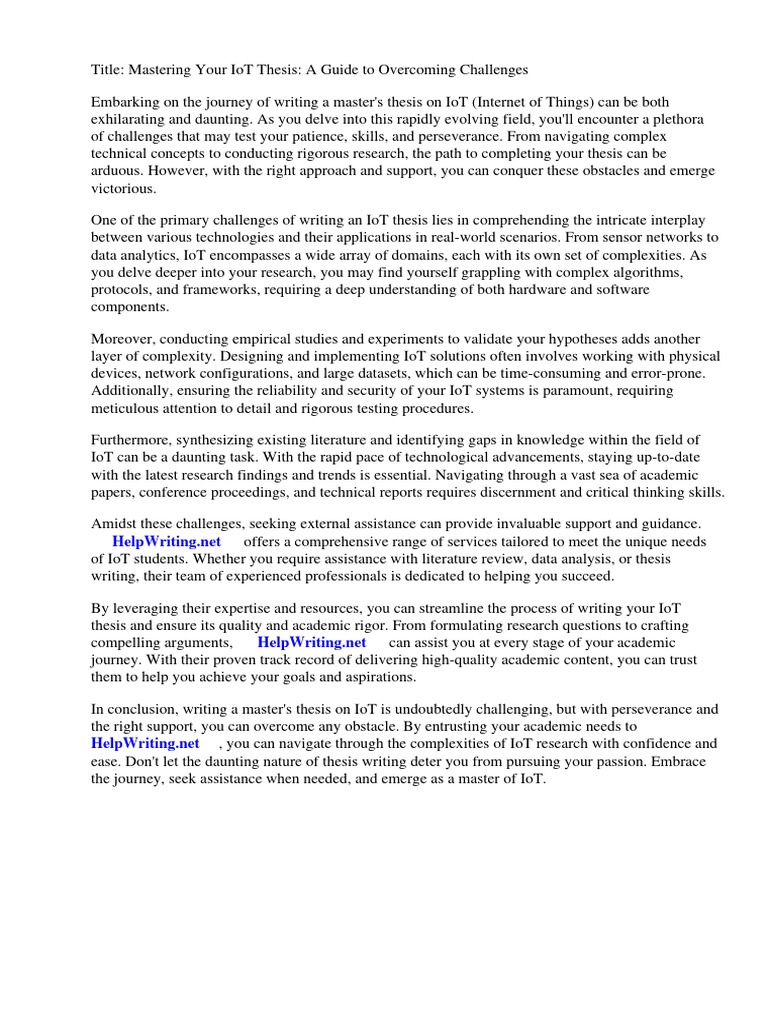 Master Thesis Iot | PDF | Internet Of Things | Wi Max