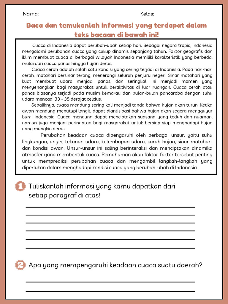 LKPD Mencari Informasi Dari Teks Bacaan | PDF