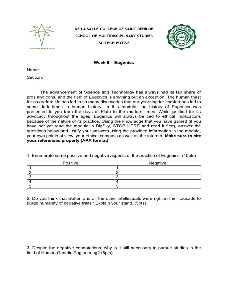 Week 8 - Eugenics | PDF | Eugenics | Medicine