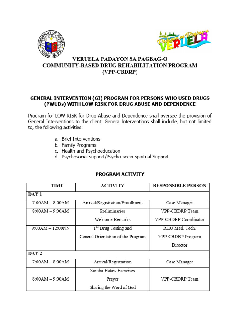 VPP-CBDRP For Low Risk Gi Program of Activity | PDF | Substance Abuse ...