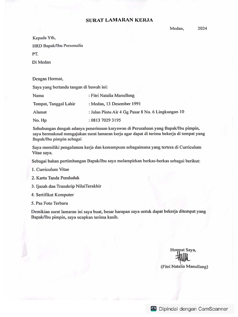 Surat Lamaran | PDF