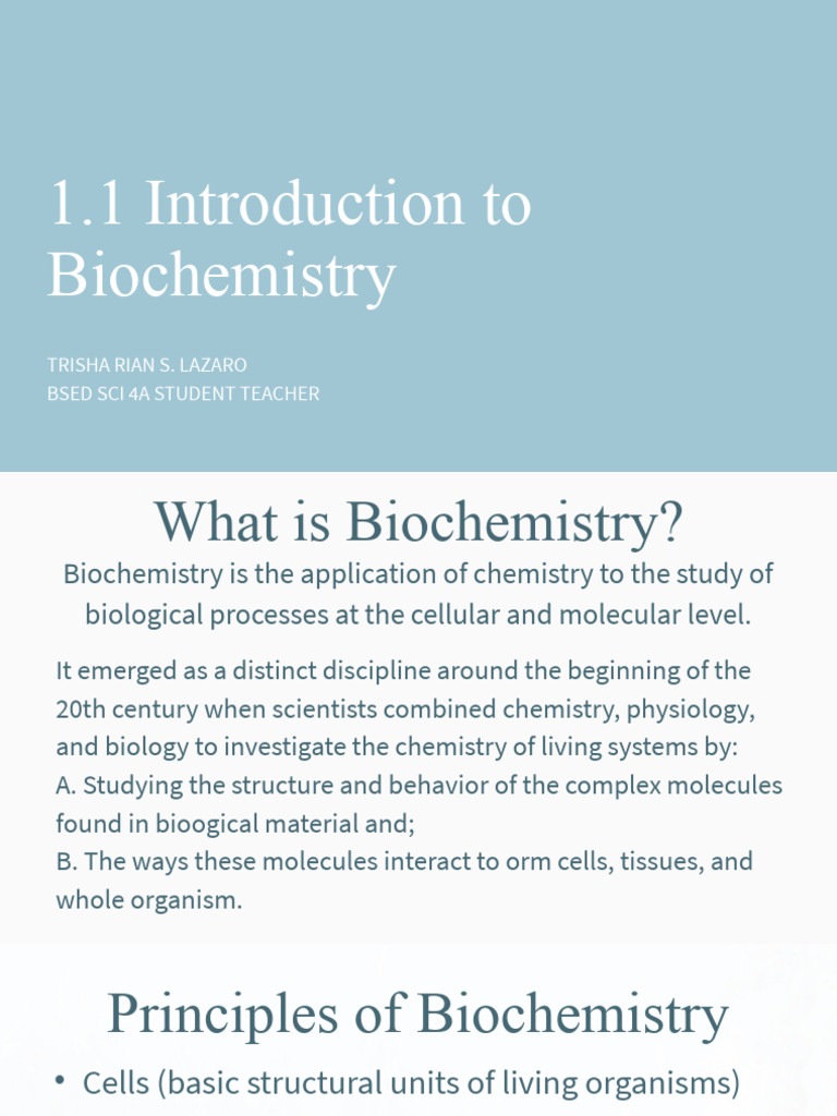 Introduction to Biochemistry Concepts | PDF | Biochemistry | Chemistry