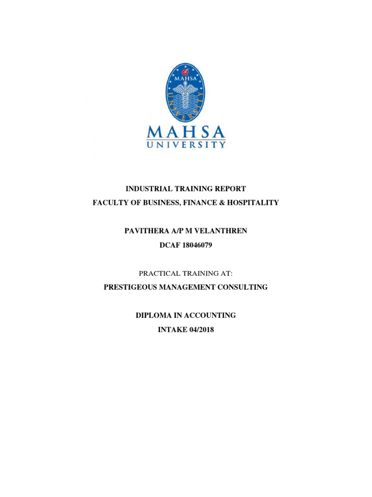 Industrial Training Report: Prestigious Consulting | PDF | Taxes | Sales