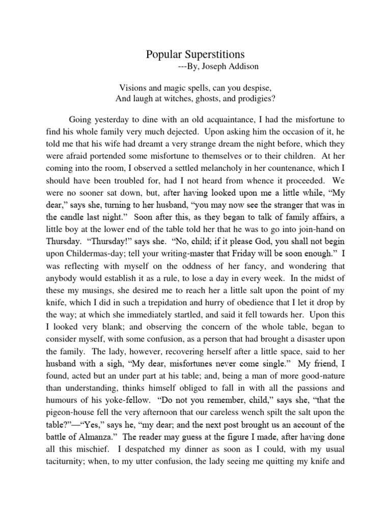 Popular Superstitions | PDF