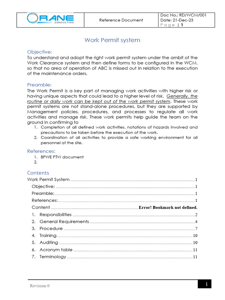 2023 - 12 - 22 - Work Permit System | PDF | Safety | Occupational ...