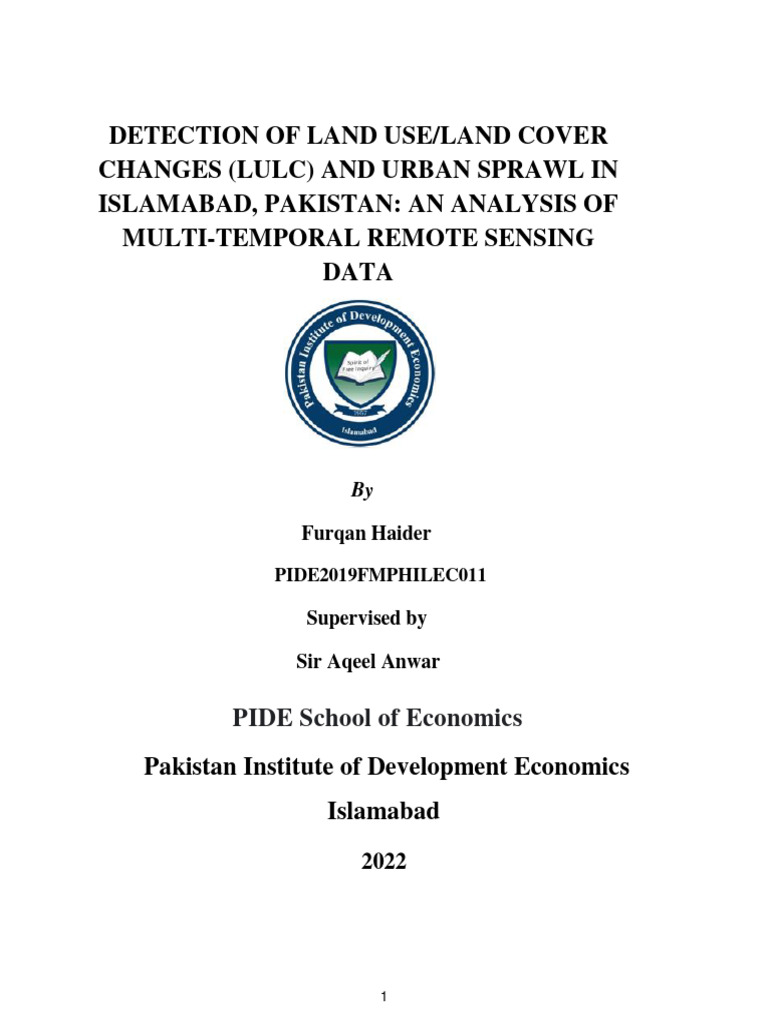 MPhil Economics 2019 Furqan Haider Detection of Land Useland Cover ...