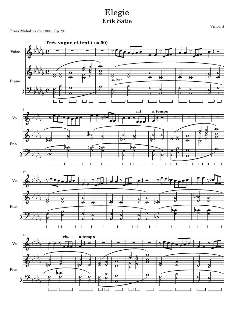 Erik Satie Elegie | PDF