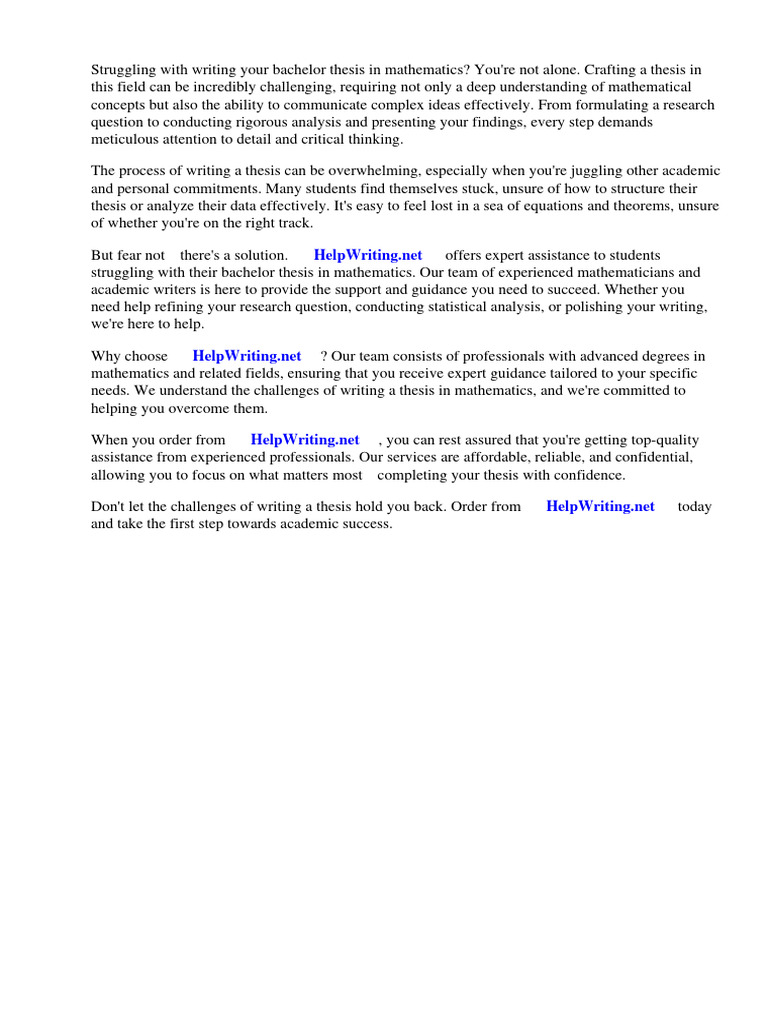 Bachelor Thesis Mathematics PDF | PDF | Mathematics | Thesis