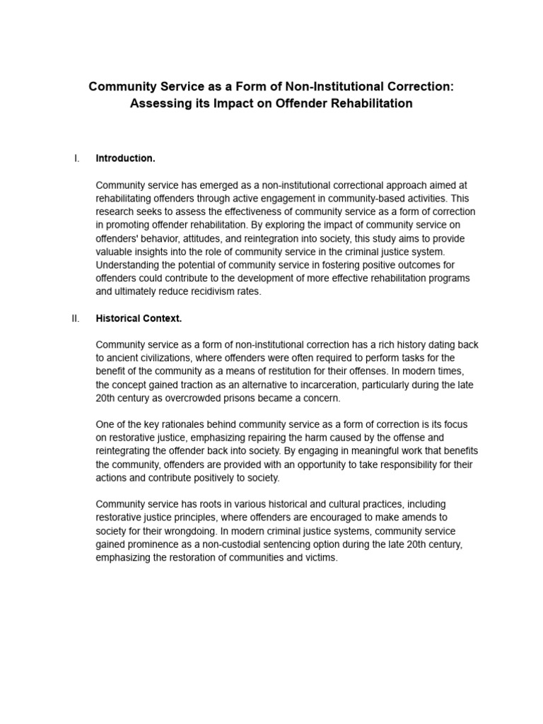 Impact of Community Service on Offender Rehab | PDF | Prison ...