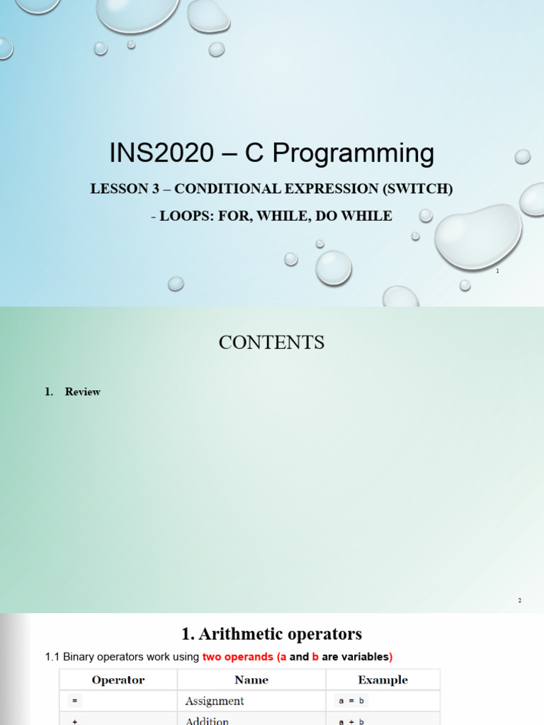 INS2020 - Switch, Loops (For) | PDF | Control Flow | Software Development