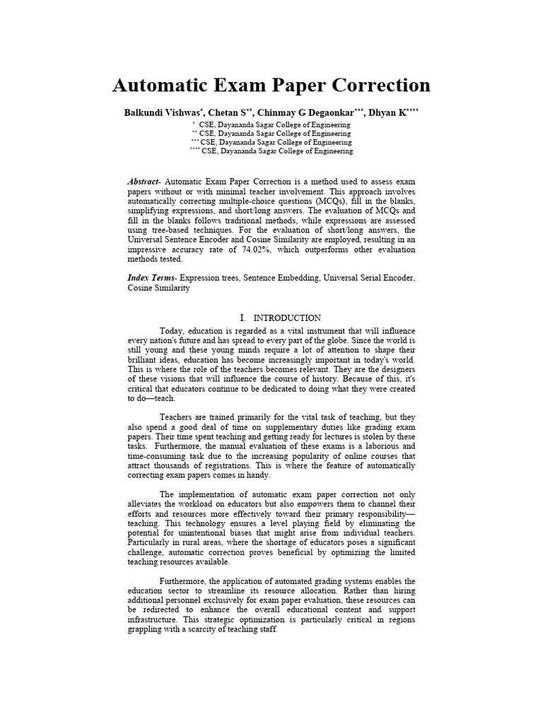 Automatic Exam Paper Correction | PDF | Trigonometric Functions | Mathematics