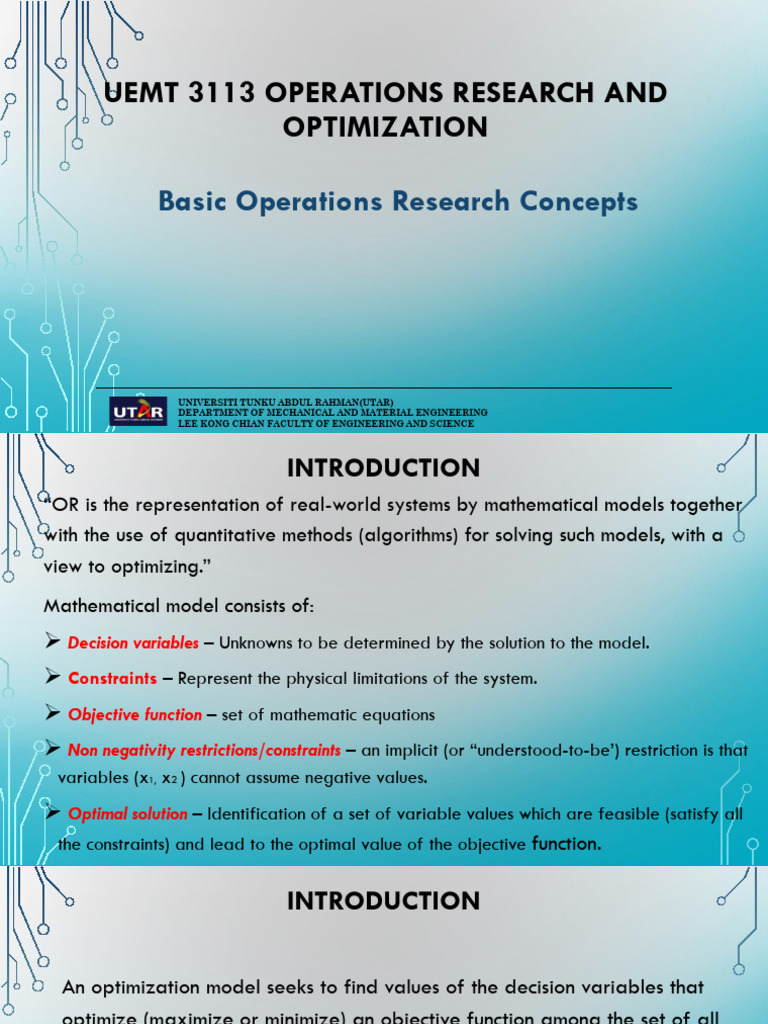 Lecture 1-2 Basic Operations Research Concepts | PDF | Mathematical ...