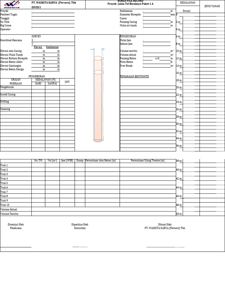 Form Bored Pile Record | PDF