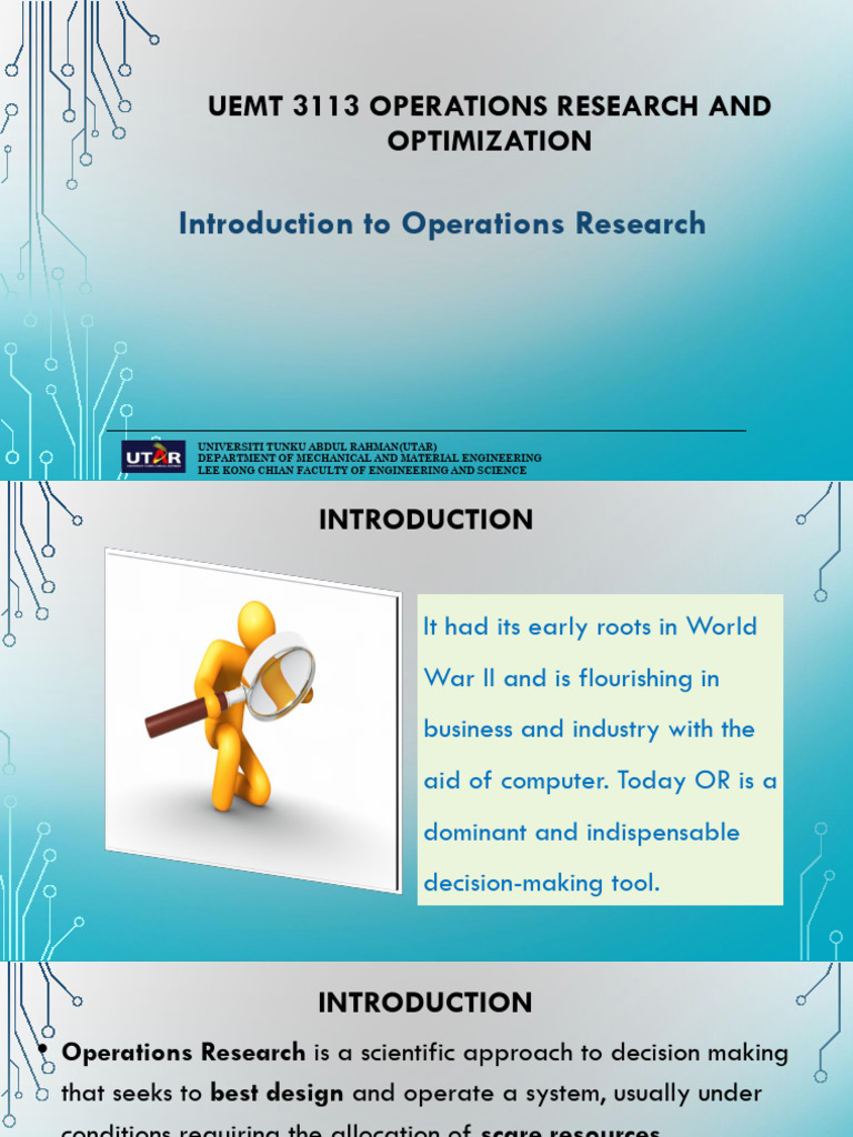 Lecture 1-1 Introduction To OR | PDF | Operations Research ...
