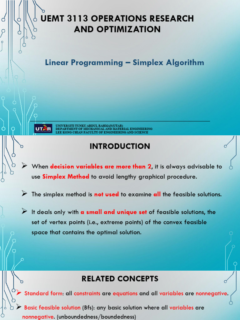 Lecture 3-1 Simplex Algorithm | PDF