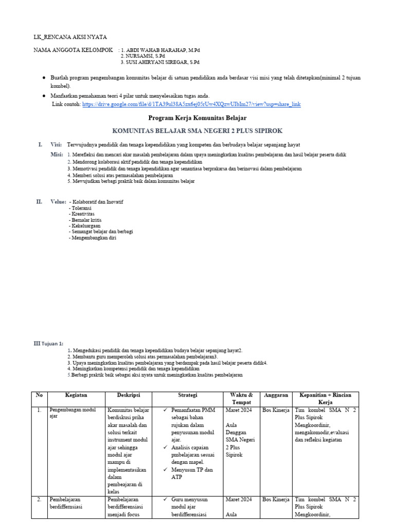 Program Kombel SMA Negeri 2 Sipirok | PDF | Pengembangan Diri