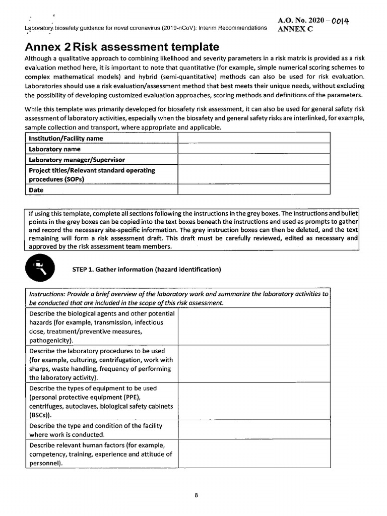 AO2020-0014 Annex C Risk Assessment | PDF | Risk | Risk Assessment