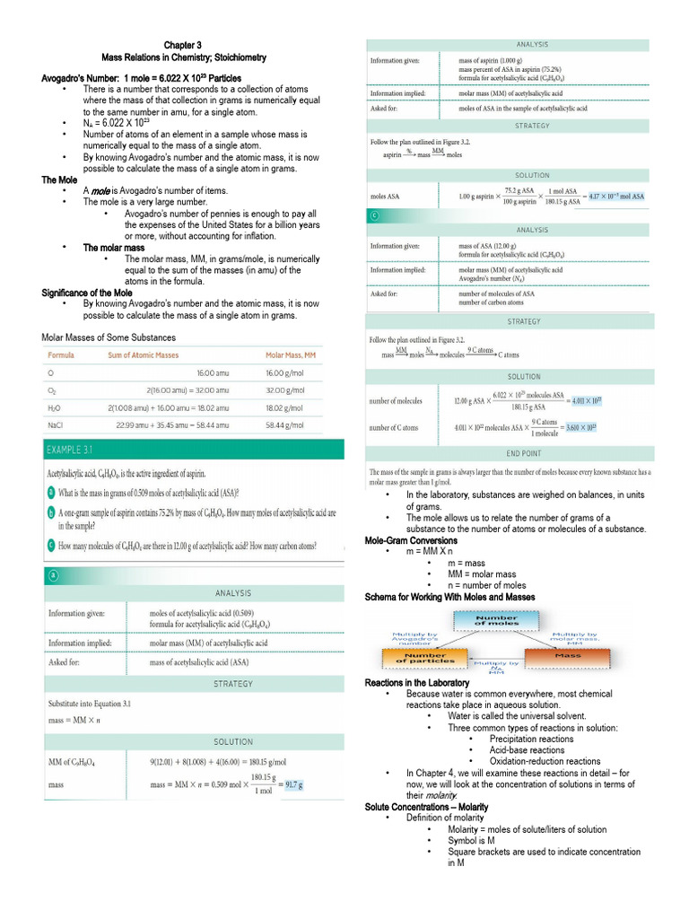 Chemistry - Chapter 2 Stoichiometry | PDF | Mole (Unit) | Chemical ...