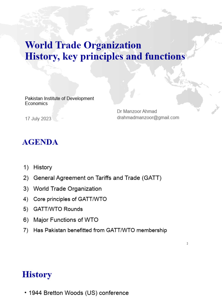 WTO - Background, Key Principles and Functions | PDF | World Trade ...