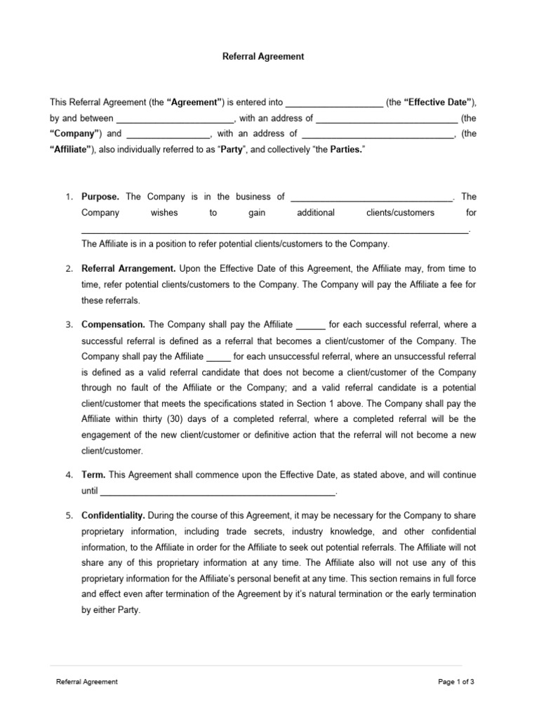 referral-agreement | PDF | Indemnity | Justice